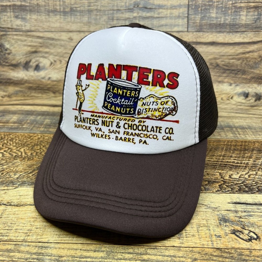 Planters Peanuts Mens Trucker Hat Brown Snapback Vint… - Gem